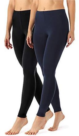 Merry Style Lot de 2 Leggings Longs Tenue Sport Femme MS10-143 (Noir/Bleu Marine, XL)