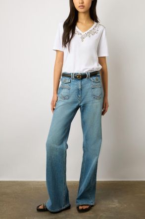 Gerard Darel T-shirt en coton &agrave; strass - MALIE - Ecru