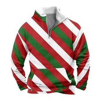 Generic Sweat-shirts Homme Pulls Hommes Noël Casual Mode Ample Et Tendance Imprimé 3D Manches Longues Sweatshirt Hiver, Rouge, 3XL