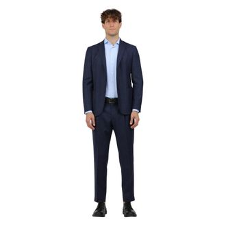 Santaniello Stretch-Woll-Mikro-Damier-Kleid - - Suits - Herren - Blau - L