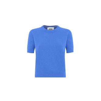 Alpha Studio Girocollo Crop Retro - - Knitwear - Damen - Blau - M
