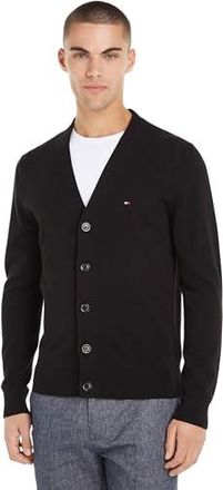 Tommy Hilfiger Cardigan Homme Essential Cotton avec Patte de Boutonnage, Noir (Black), 3XL