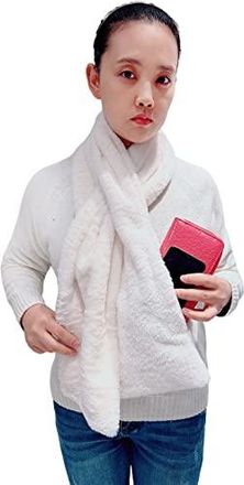 Lina & Lily Écharpe à Poche Zippée Cachée en Fausse Fourrure pour Femme Hiver (Blanc)