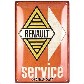 Nostalgic Art Plaque rétro, 20 x 30 cm, Renault - Service - Idée cadeau pour fans de Renault, Official License Product (OLP), en métal, design vintage