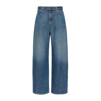 Max Mara Jean en coton coupe large - Femme - Jeans - Bleu - Taille: 34 FR