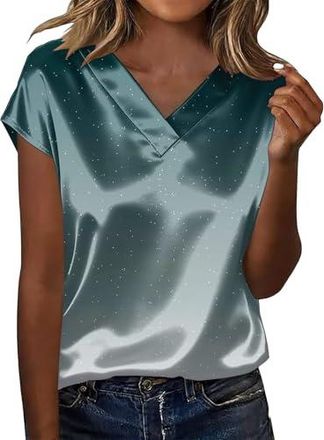 Generic T-shirt d&eacute;contract&eacute; &agrave; manches courtes et col rond pour femme - L&eacute;ger - Pour l&eacute;t&eacute; - Doux et respirant - Pour le quotidien, les voyages, les loisirs, bl