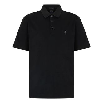 HUGO BOSS Polohemd aus mercerisierter Baumwolle mit Double B Monogramm - - Tops - Herren - Schwarzk - L