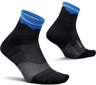 Feetures Trail Max Cushion Mini Quarter Sock Chaussettes de randonn&eacute;e pour homme et femme, Blue Ridge Anthracite (1 paire), Medium