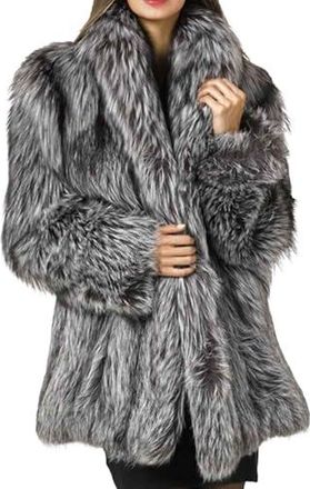 Generic Manteaux en vison pour femmes, manteau mi-long en fausse fourrure, chaud et moelleux, parka ample, &eacute;pais, grande taille, v&ecirc;tements dext&eacute;rieur