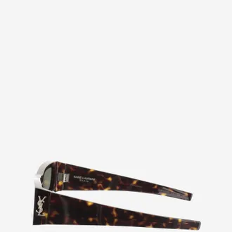 Saint Laurent Womens Logo Sunglasses Brown Acetate