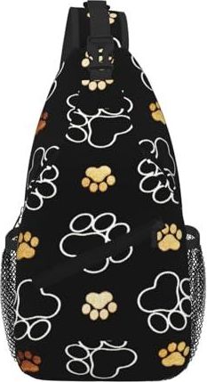 Generic Sacoche Bandouliere Empreinte de patte de chien Casual Sac De Poitrine L&eacute;ger Sling Sac &agrave; Dos pour Cyclisme Voyage Randonn&eacute;e