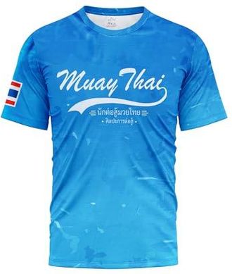 Tao MARTIAL T-Shirt Muay Thai Dry Fit Top Manche Courte Design Camouflage (Bleu Azur, Taille XXL)