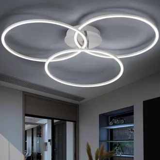 ETC Shop Lampe de salon plafonnier Plafonnier LED Simply Dim lampe de salon moderne, fonction mémoire dimmable 3 flammes, métal couleur acier, 3x LED 41W