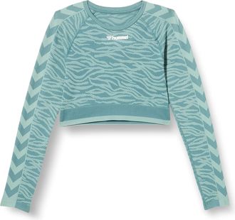 Hummel Damen Hmlmt Saga Seamless Crop T-shirt Ls T Shirt, North Atlantic/Blue Surf Melan, XL EU