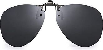 JM Clip Polarisé Lunettes de Soleil Aviateur Sans Cadre Flip Up Lentille de Style pour Lunette de Vue Gris