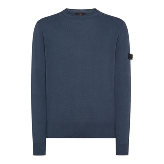 Peuterey Blauer Rundhals-Pullover Caliper 01 - - Knitwear - Herren - Blau - XL