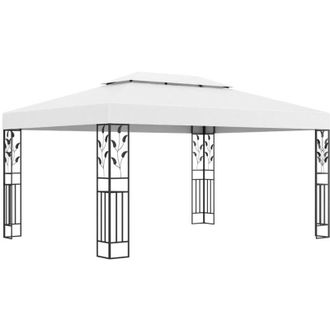 vidaXL Tonnelle avec double toit 3x4 m Blanc Vidaxl