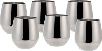 Echtwerk Echtwerk Weingl&auml;ser, 6-tlg Rotweingl&auml;ser, Trinkbecher aus Edelstahl, Unzerbrechliche Trinkgl&auml;ser, Bruchsichere Gl&auml;ser, Silber-Edition, 500 ml