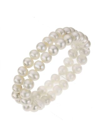 Zeeme Pearls Armband S&uuml;&szlig;wasserzuchtperlen wei&szlig; 8mm zweireihig