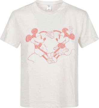 Re/Done Femme, Tops, Blanc, Taille: 38 FR Classic Disney Heart Hands T-Shirt