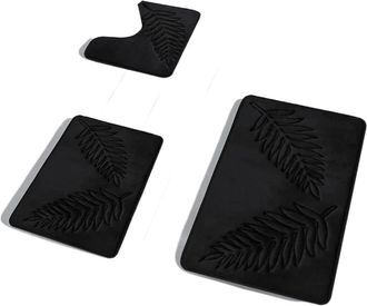 Generic 3-teilige Badezimmermatte aus Memory-Schaum, ultraweich und saugf&auml;hig, dick, waschbar, for Toilettenwannen-Set(Black 3Pcs)