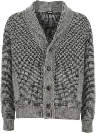 Ermenegildo Zegna Homme, Pulls, Gris, Taille: XL Cardigan Point de Gaufre