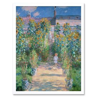 Wee Blue Coo Claude Monet French Artist Garden Vetheuil Old Painting Art Print Framed Poster Wall Decor Kunstdruck Poster Wand-Dekor-12X16 Zoll