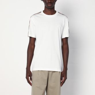 Burberry Wei&szlig;es T-Shirt mit Check-Muster-Streifen