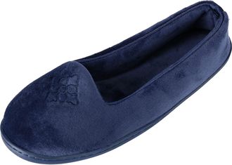 Dearfoams Damen Rebecca Microfiber Velour Closed Back Slipper, Peacoat, X-Large