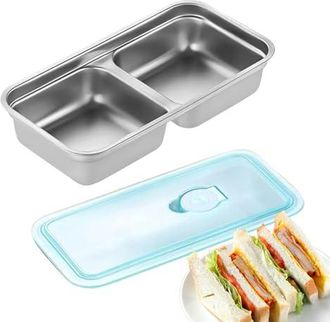 Generic R&eacute;cipient de voyage - Conteneurs &agrave; condiments pour le camping, bo&icirc;te &agrave; go&ucirc;ter &agrave; double compartiment avec couvercle pour voyage, plage, camping, lieu d