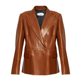 Versace Ledermantel mit Einzelschlitz - - Jackets - Damen - Braun - S