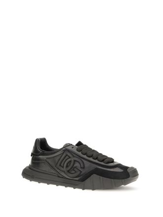 Dolce & Gabbana Mens Athletic Fabric And Leather Sneakers Nero-Nero Nero/nero