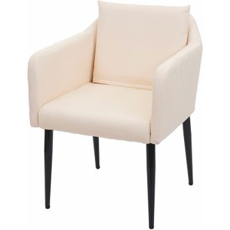 Hhg jamais utilisé] Chaise de salle à manger 728, chaise de cuisine chaise longue, similicuir crème-beige