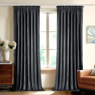 Deconovo Samtvorhang Blickdicht Gardinen mit Kr&auml;uselband Velvet Curtains Samt Vorh&auml;nge Thermovorhang f&uuml;r Wohnzimmer Schlafzimmer, 245x140cm(H&ouml;hexBreite), Grau,