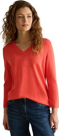 Cecil Damen B303173 V-Neck Pullover, Juicy Orange, L EU