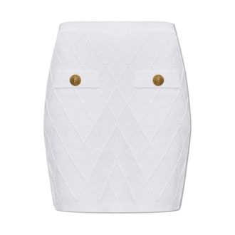 Balmain Kurzer Rock mit Zierkn&ouml;pfen - - Skirts - Damen - Wei&szlig; - M