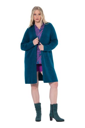 Ulla Popken Damen gro&szlig;e Gr&ouml;&szlig;en &Uuml;bergr&ouml;&szlig;en Plus Size Long-Strickjacke, offene Form, V-Ausschnitt