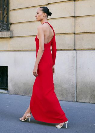 Mango Robe asym&eacute;trique dos nu rouge - Femme - XS - MANGO