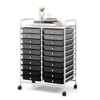 Giantex Chariot de Rangement &agrave; Roulettes de 20 Tiroirs Amovibles, Tour de Rangement Mobile, 4 Roues avec 2 Freins, Chariot Roulant pour Bureau, Cuisine, Maiso