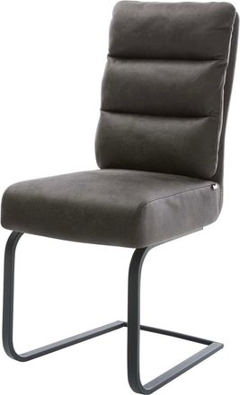 DELIFE Schwingstuhl Pela-Flex Freischwinger flach Schwarz Mikrofaser Anthrazit Vintage Taschenfederkern