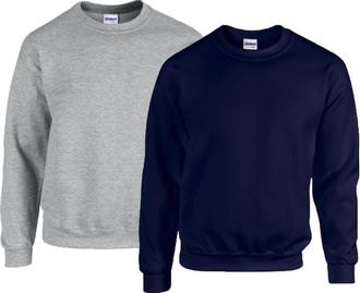Gildan 2er Herren Sweatshirt Heavy Blend Sweat M L XL 2XL 3XL 4XL 5XL in verschiedenen Farbsets & HLKauf-Block (1x Sportgrey, 1x Navy & 1x HLKauf-Block, 4XL)