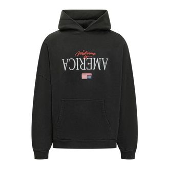 Willy Chavarria Welcome America Hoody - - Sweatshirts & Hoodies - Herren - Schwarzk - L
