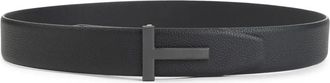 Tom Ford G&uuml;rtel - Textured Leather Belt With T-Shaped Buckle - Gr. 95 - in Schwarz - f&uuml;r Damen