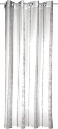 Gardinia Sehlbach Fertiggardine mit Ösen, All-Over-Streifenprint, Grau, 135 x 245 cm Gardinen, Lichtdurchlässiger Stoff, Öko-Tex Zertifiziert, Einfache Anbring