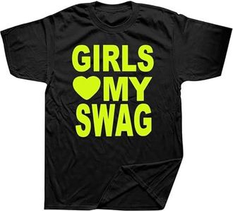 Keephen Girls Love My Swag Things T-Shirt Dr&ocirc;le Lettre Impression 3D Manches Courtes Col Rond Casual Tee Shirts Tops pour Femmes Hommes