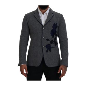 Dolce & Gabbana Floral Embroidered Blazer - - Jackets - Herren - Grau - S