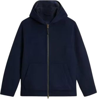 Woolrich Double Wool Hooded Jacket - - Sweatshirts & Hoodies - Herren - Blau - L