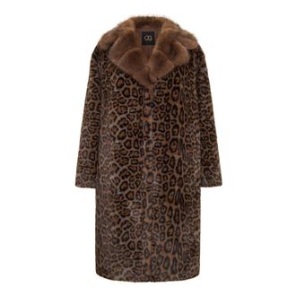 Cesare Gaspari Eleganter Mantel Ivy mit Leopardenmuster aus Kunstpelz - - Coats - Damen - Braun - XL