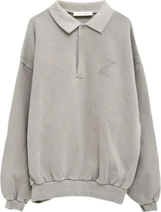 Fear of God Homme, Sweatshirts et sweats &agrave; capuche, Gris, Taille: M SweaT-shirt Polo Classique Brod&eacute;