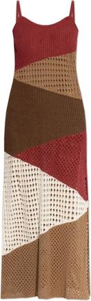 Akep Femme, Robes, Multicolore, Taille: 38 FR Colour-block Open-knit Maxi Dress